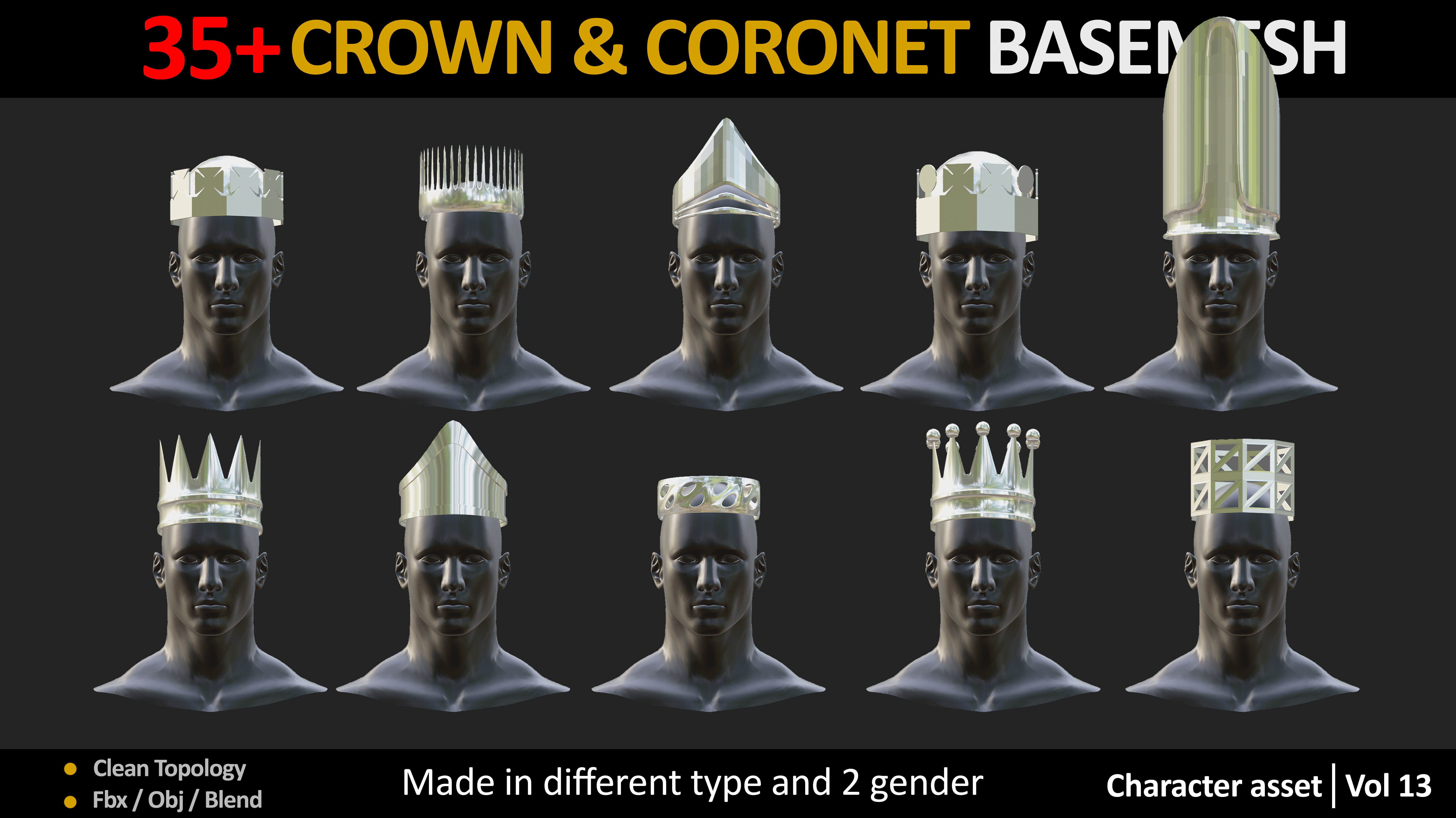 3D model 35 CROWN BASEMESH VR / AR / low-poly | CGTrader