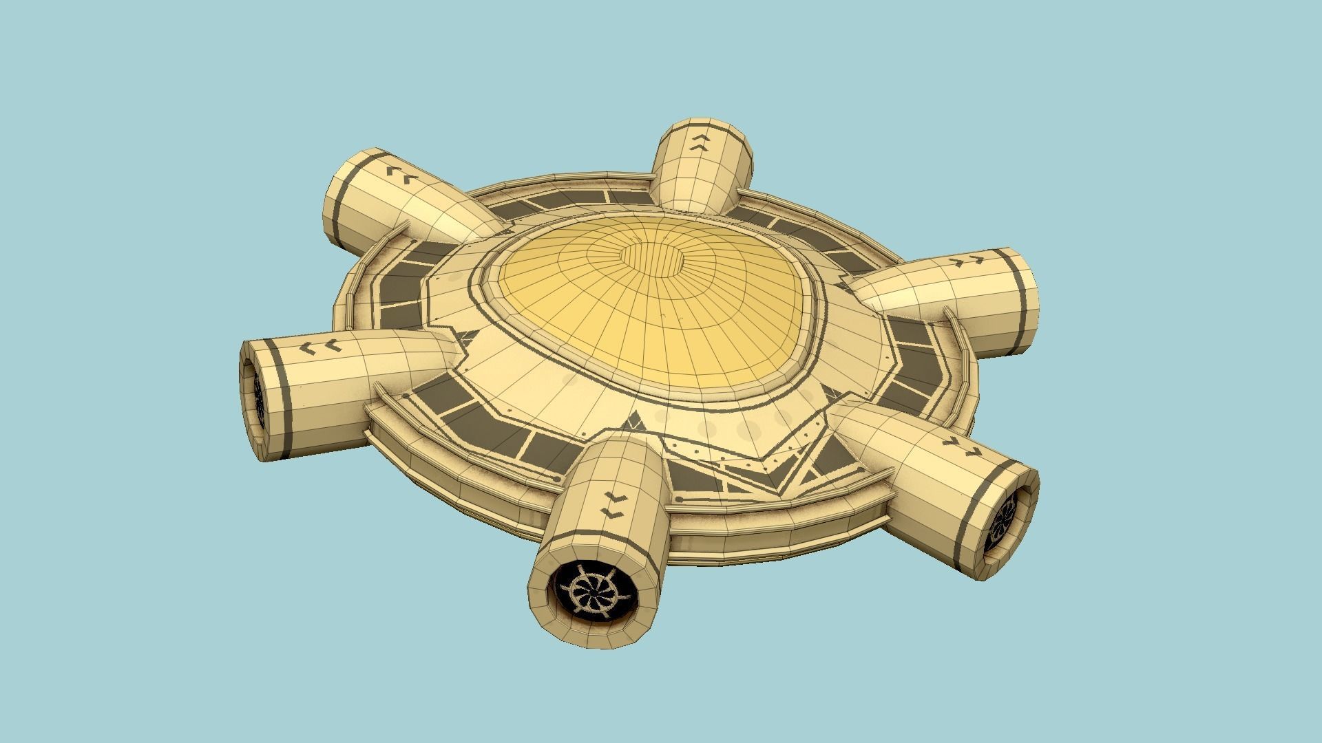3D model Alien Spaceship UFO J07 Gold - Sci Fi Spacecraft Design VR ...