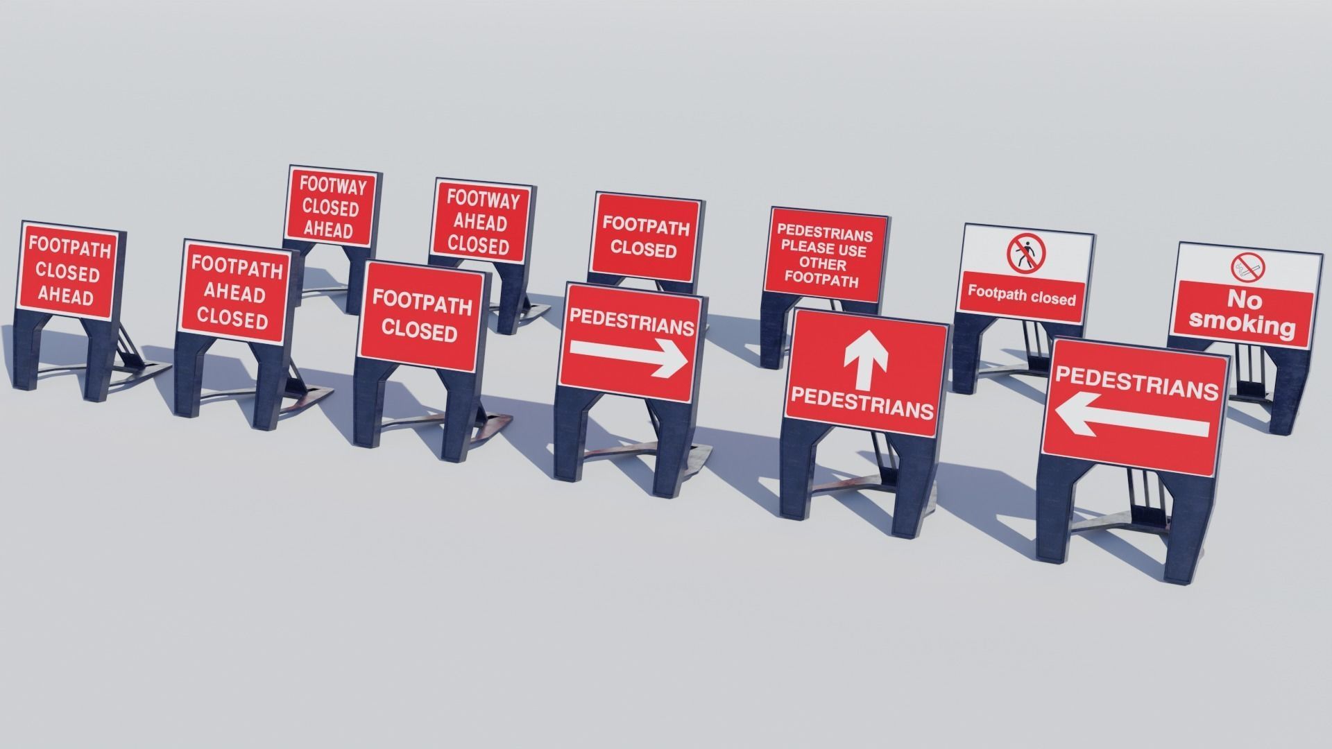 3D model Low poly Temporary Footpath Signs VR / AR / low-poly | CGTrader