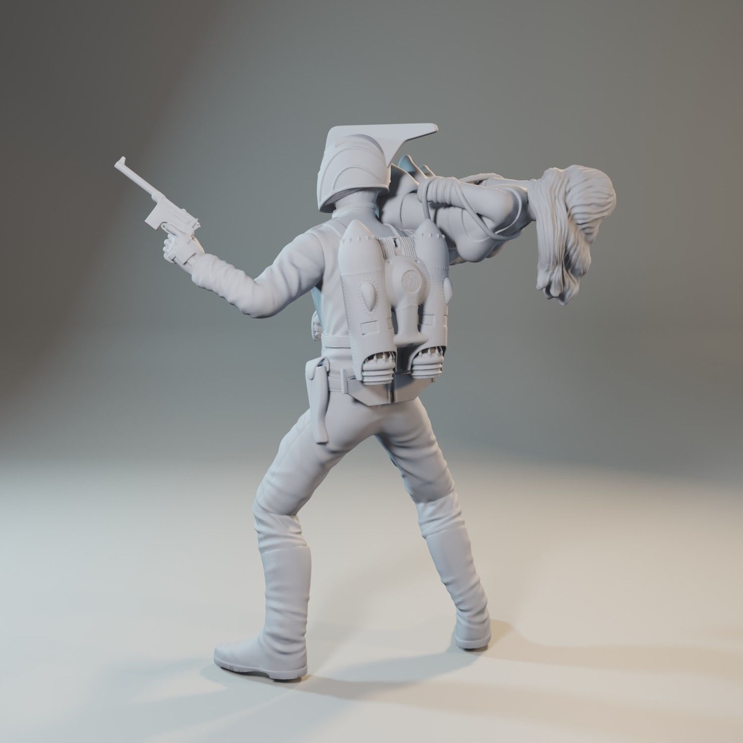 Rocketeer man carrying woman 3D model 3D printable | CGTrader