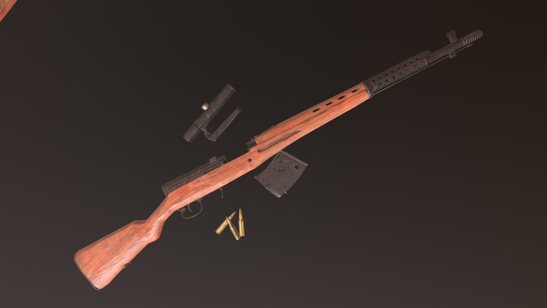 3D model SVT-40 Semi-Automatic rifle - PBR Low Poly Model VR / AR / low ...