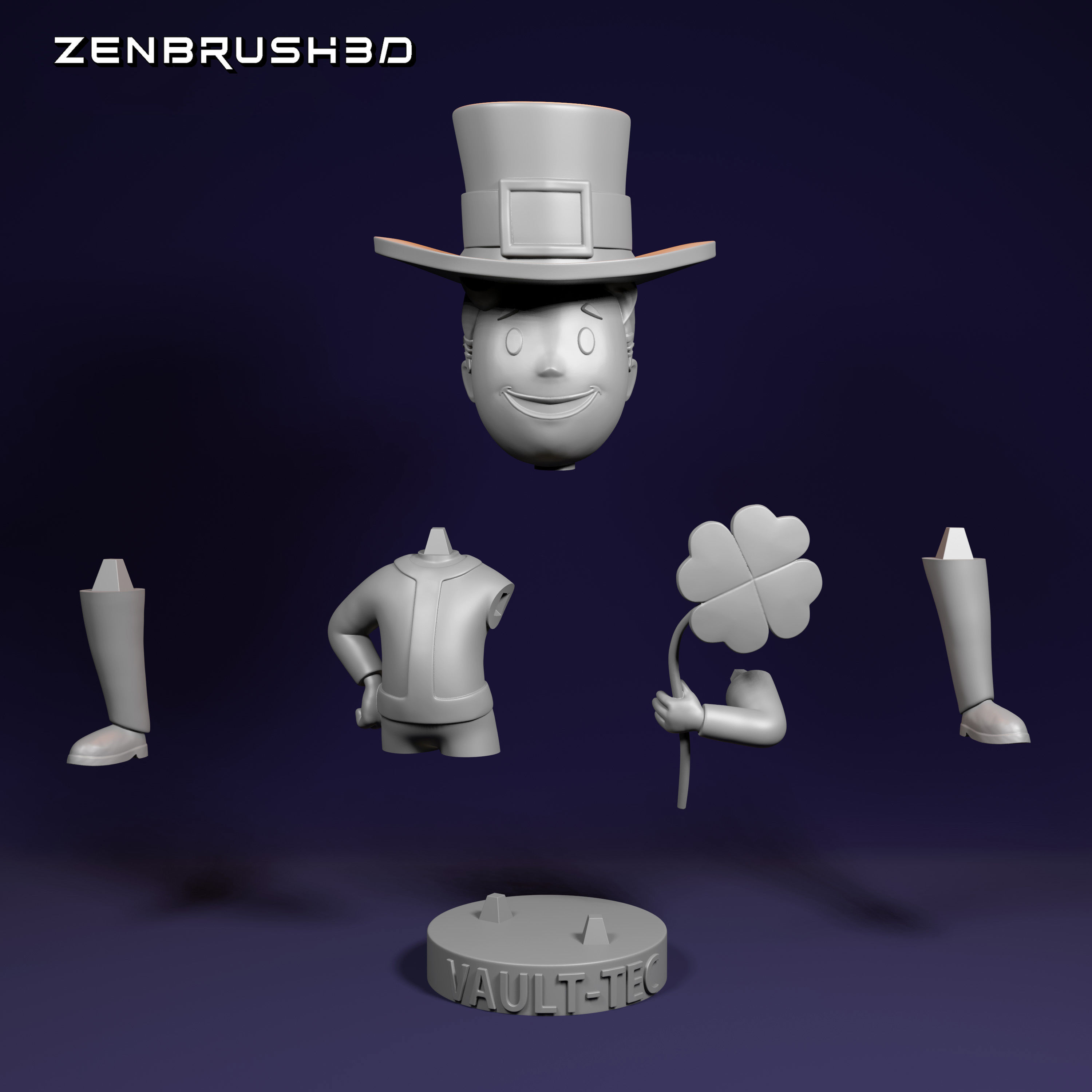 BOBBLEHEAD LUCKY - FALLOUT 4 3D model 3D printable | CGTrader