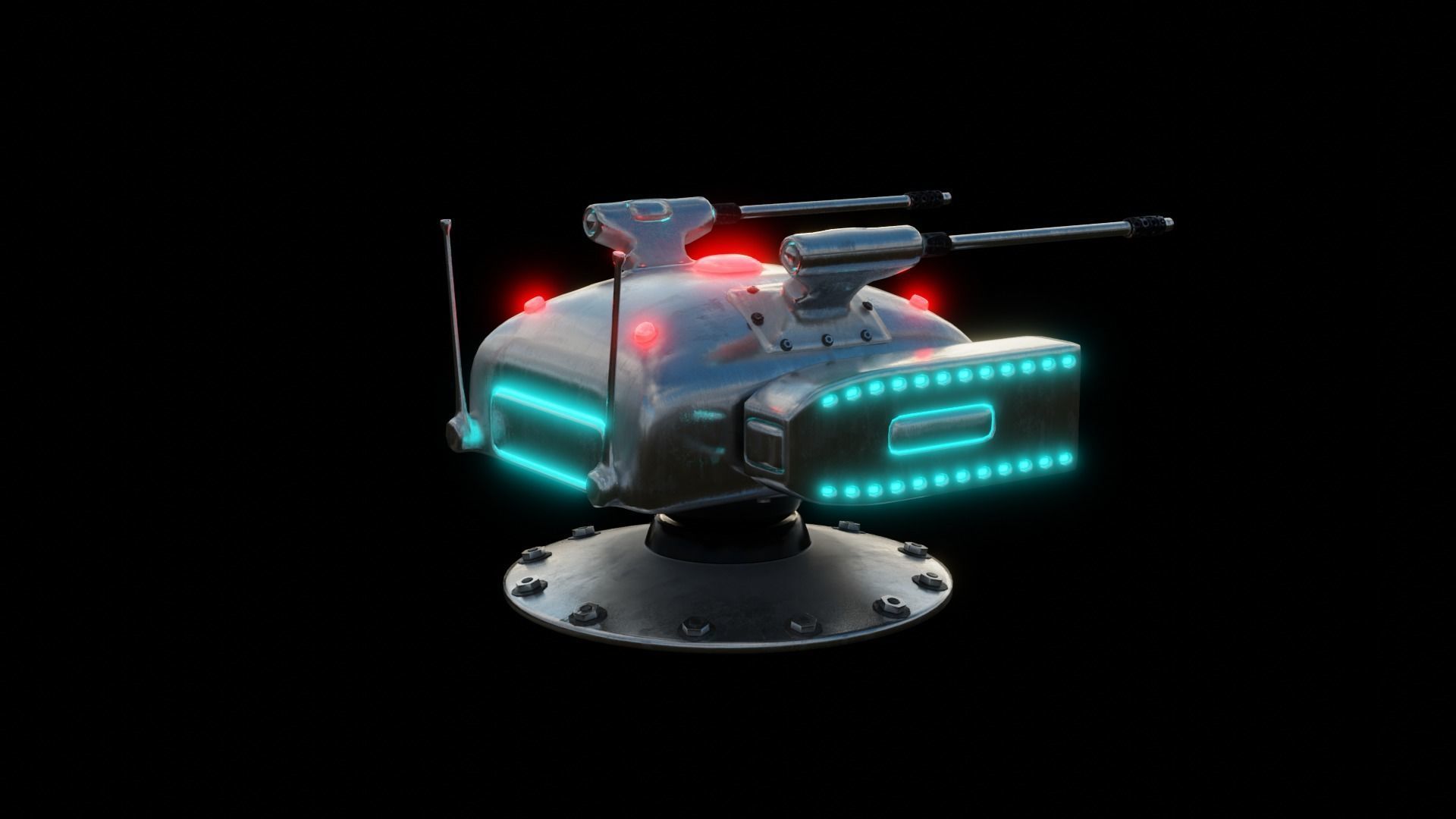 Turret spaceship with lights free VR / AR / low-poly 3D model | CGTrader
