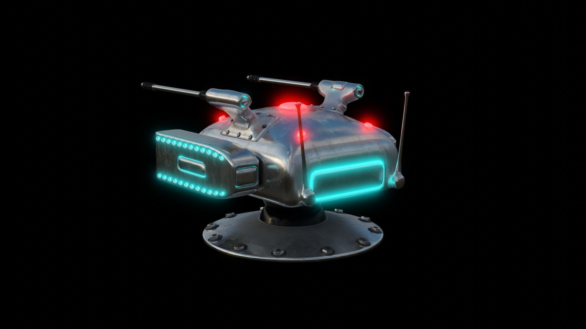 Turret spaceship with lights free VR / AR / low-poly 3D model | CGTrader