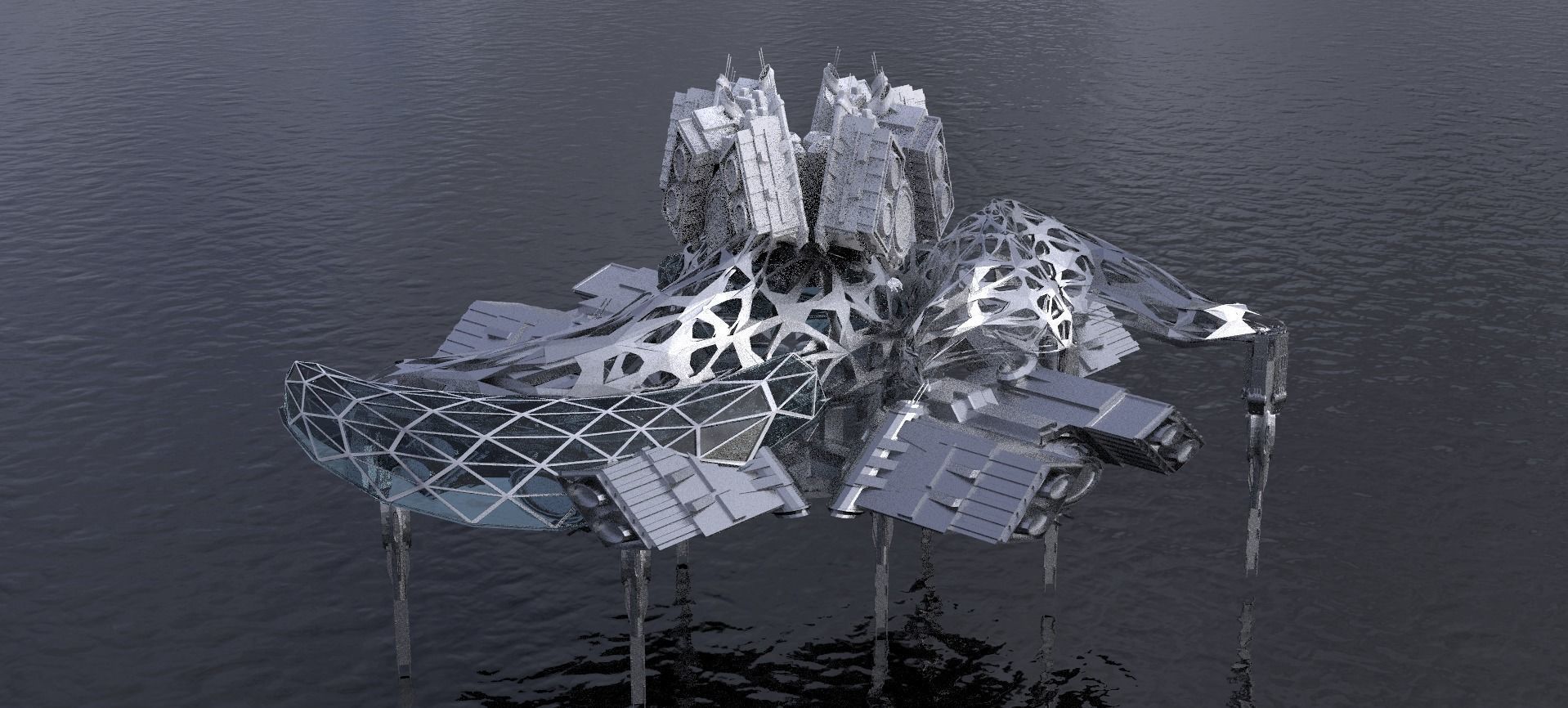 Dark Alien Hybrid base design Exterior 2 3D model | CGTrader