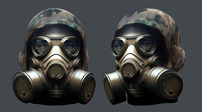 3D model Gas mask helmet 3d model military combat Low-poly VR / AR ...
