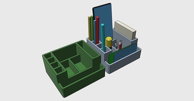 Organizer holder pencils phone papers cards easy print 3D model 3D ...