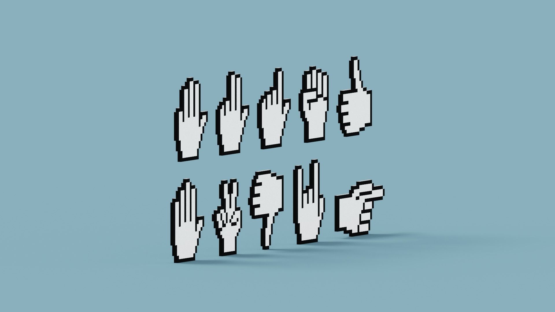 3D model Pixel Hand Icons VR / AR / low-poly | CGTrader