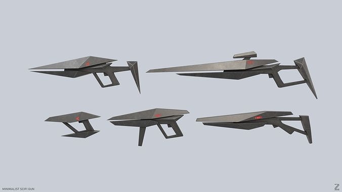 Minimalist scifi gun collection VR / AR / low-poly | CGTrader