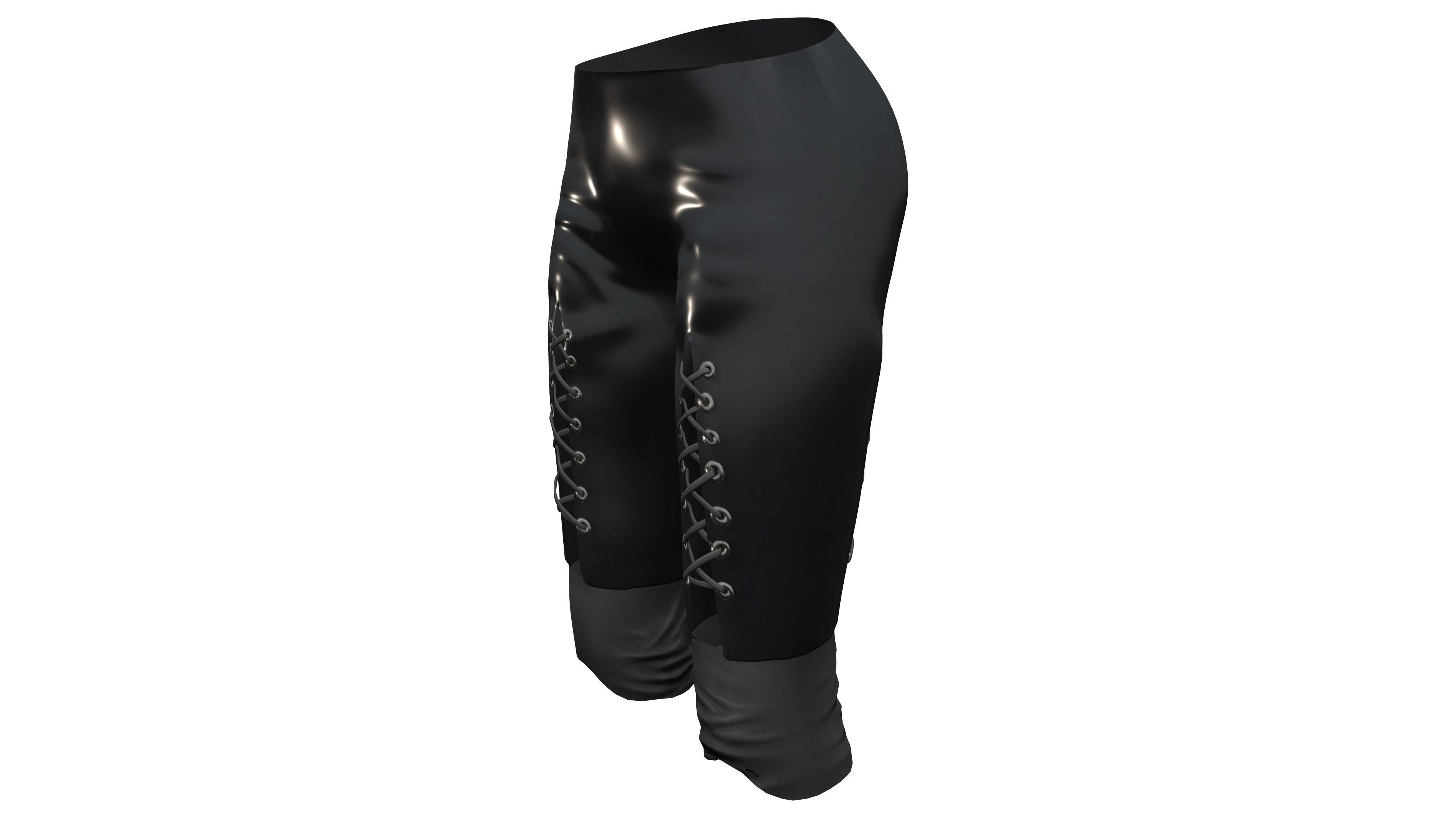 3D model Short Leg Shiney Leather Lace Up Pants VR / AR / low-poly ...
