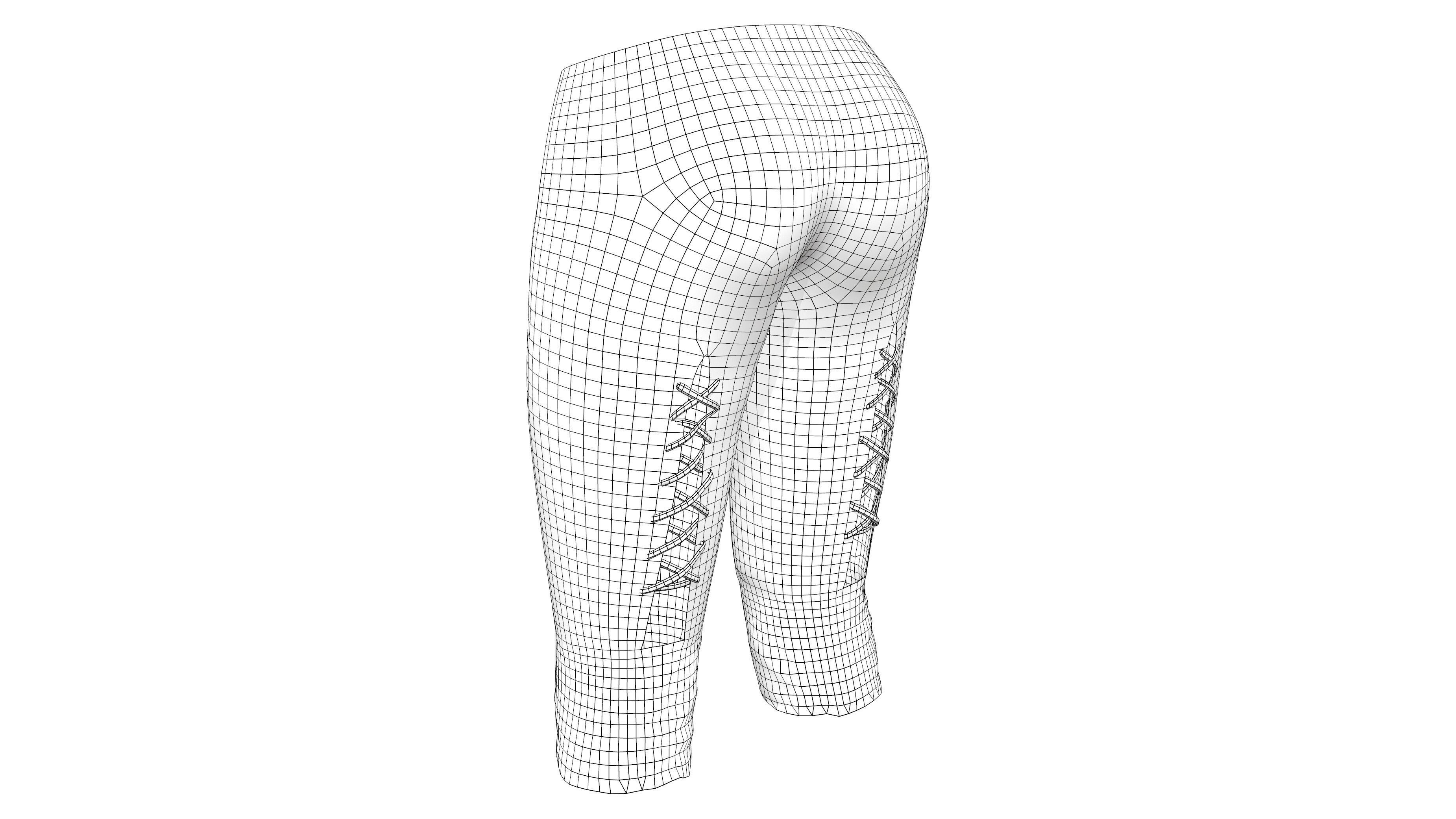 3D model Short Leg Shiney Leather Lace Up Pants VR / AR / low-poly ...