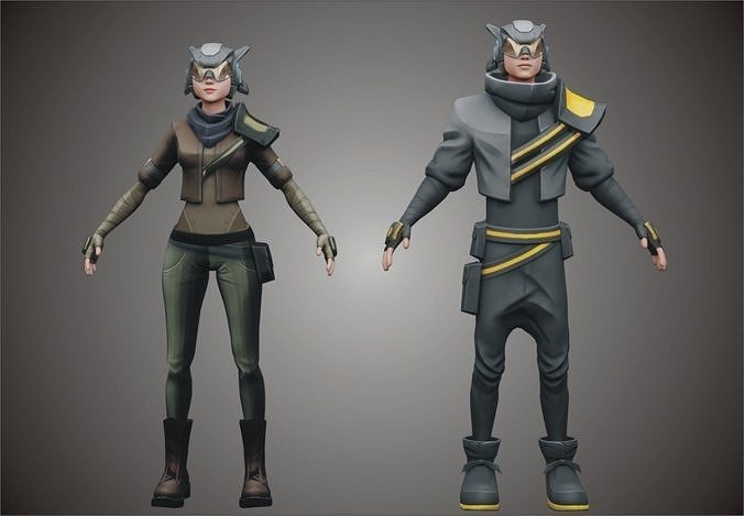 3D model stylized girl and boy agent VR / AR / low-poly | CGTrader