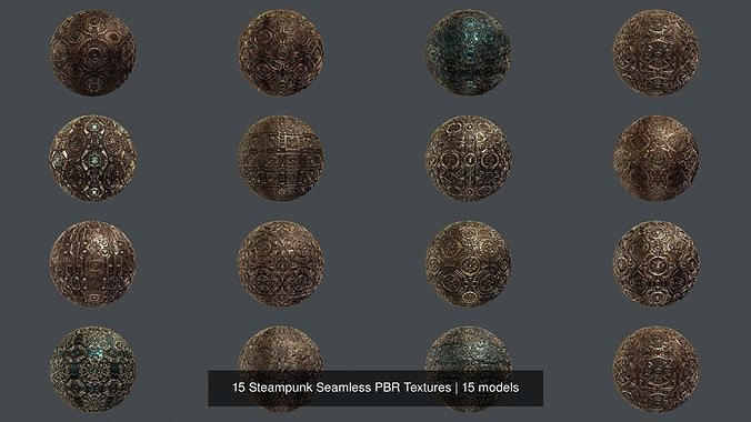 15 Steampunk Seamless PBR Textures 3D Model Collection | CGTrader