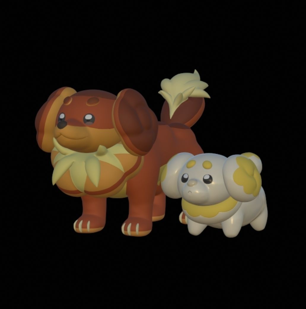 Fidough and Dachsbun Pokemon 3D model 3D printable | CGTrader