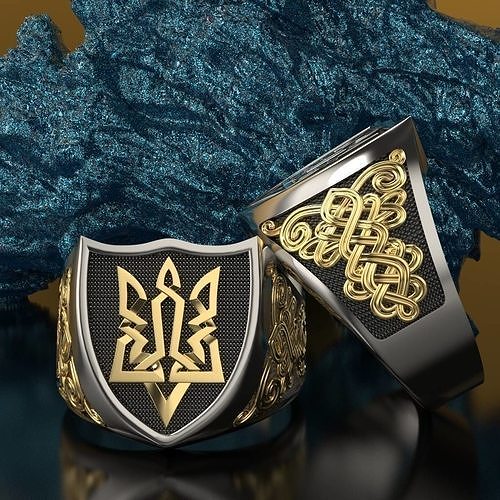 Ring Ukrainian Trident 3D model 3D printable | CGTrader