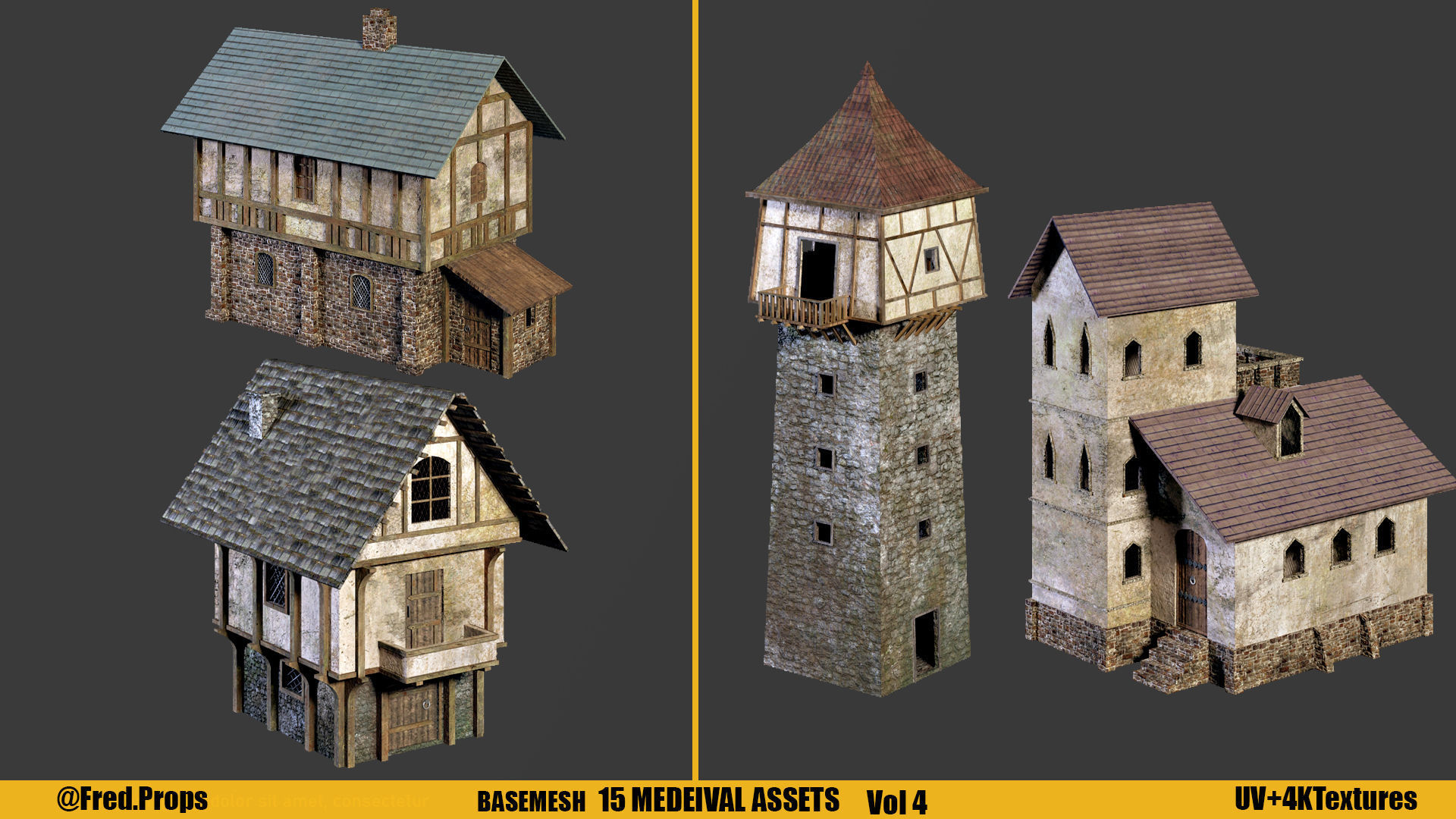 3D model Kitbash Medieval Assets Textures Vol 4 VR / AR / low-poly ...
