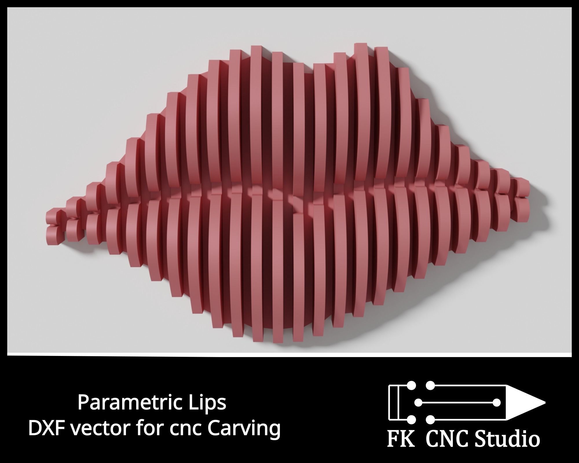 Parametric Lips wall art dxf file for cnc machining 3D model 3D ...