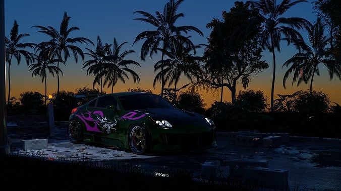 Street with Rachel 350Z 3D model | CGTrader