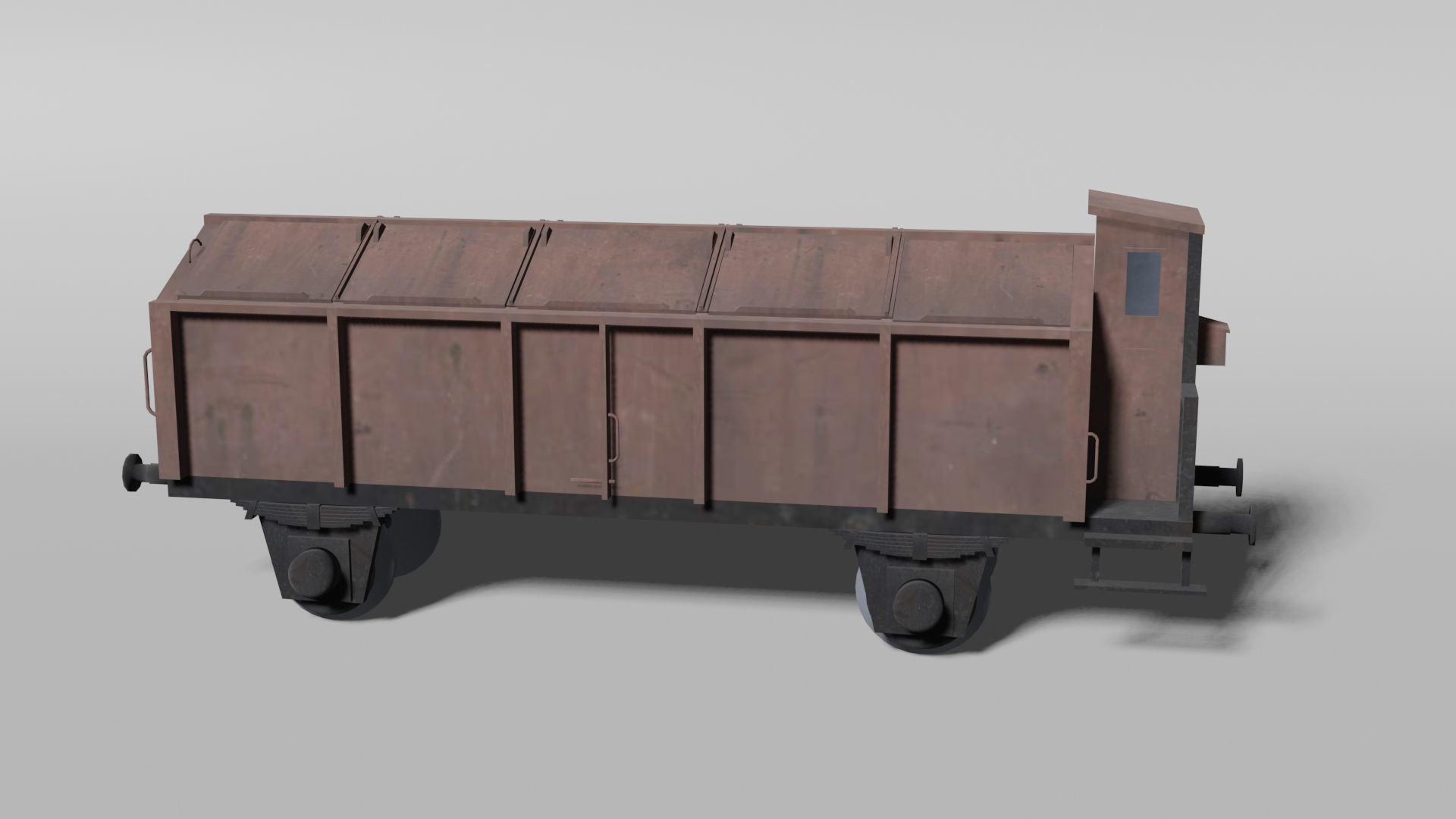 Old German lidded railcar 3D model | CGTrader