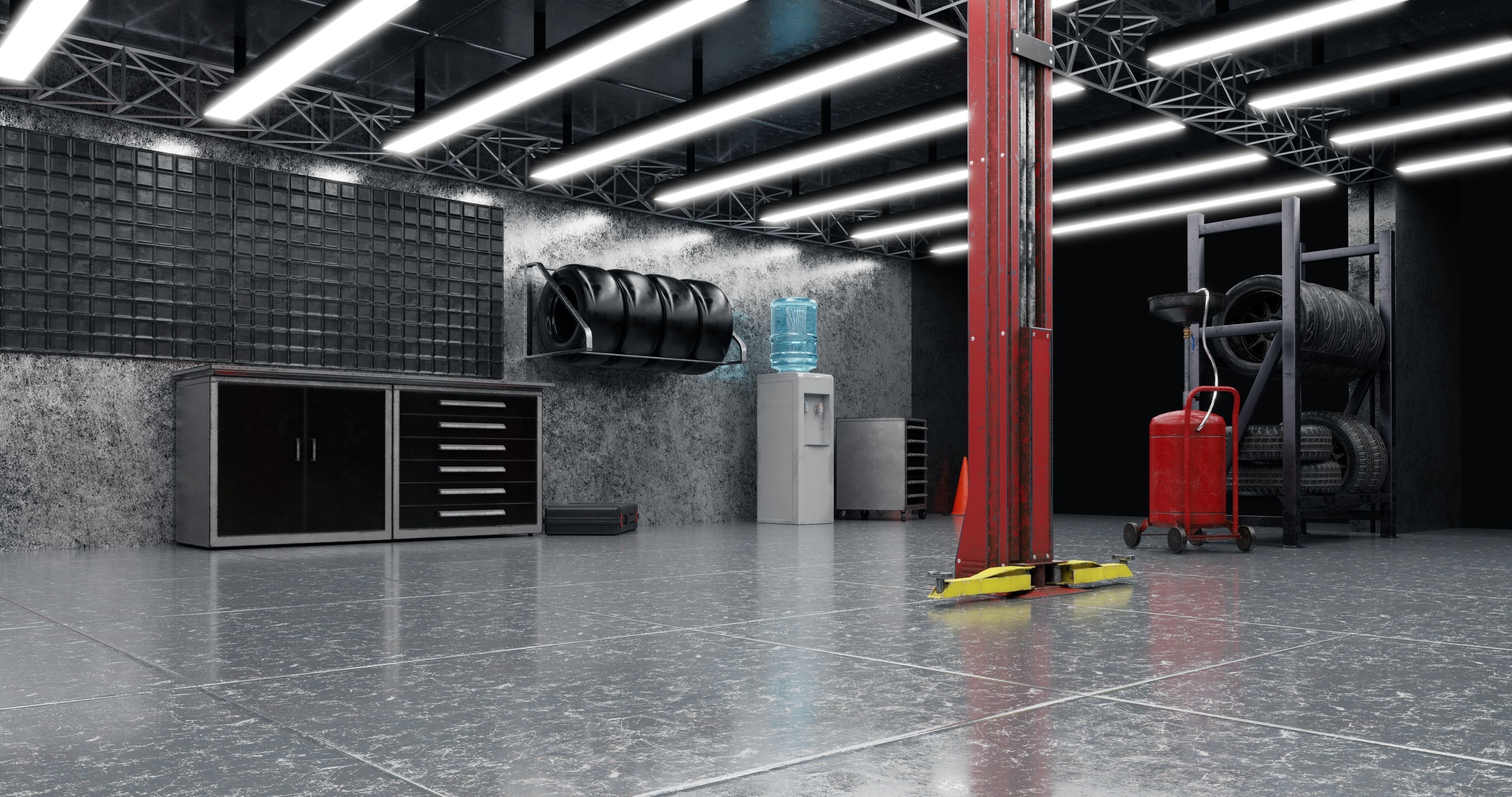 3D model Pitlane garage Workshop warehouse gameready kit scene for ...