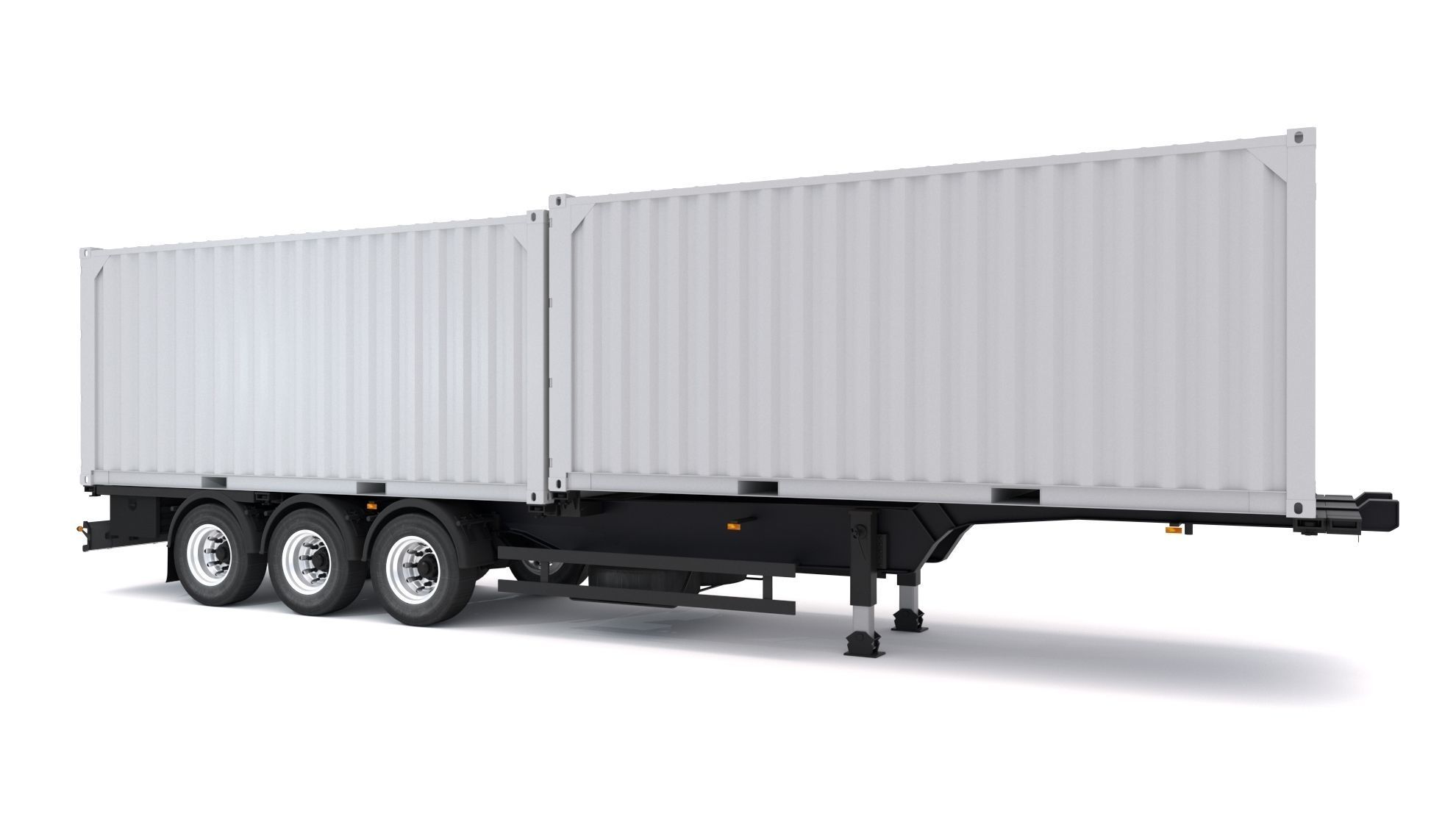 Chassis Semi Trailer with Shipping Containers 3D model | CGTrader