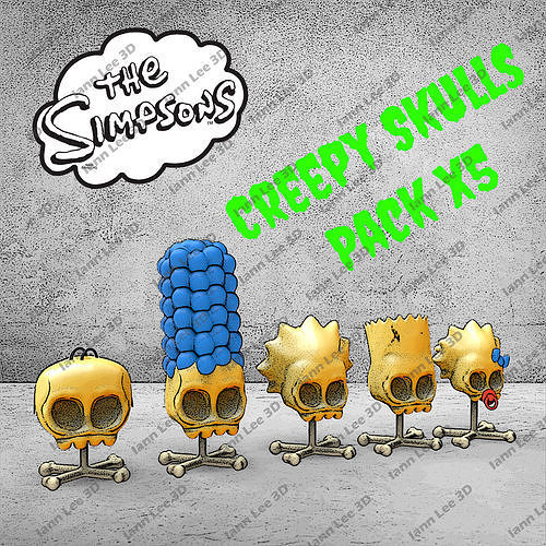 Craneos Simpsons skull creepy Pack x5 3D model 3D printable | CGTrader