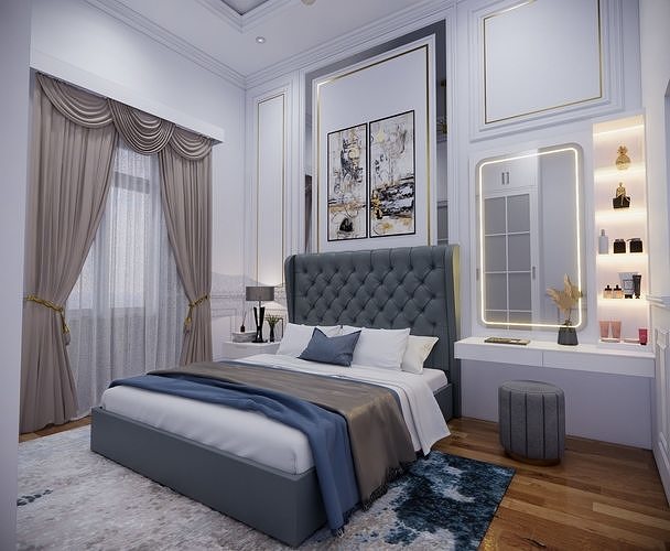 Scene Render Masterbedroom Classic File Sketchup Render Enscape 3D model | CGTrader