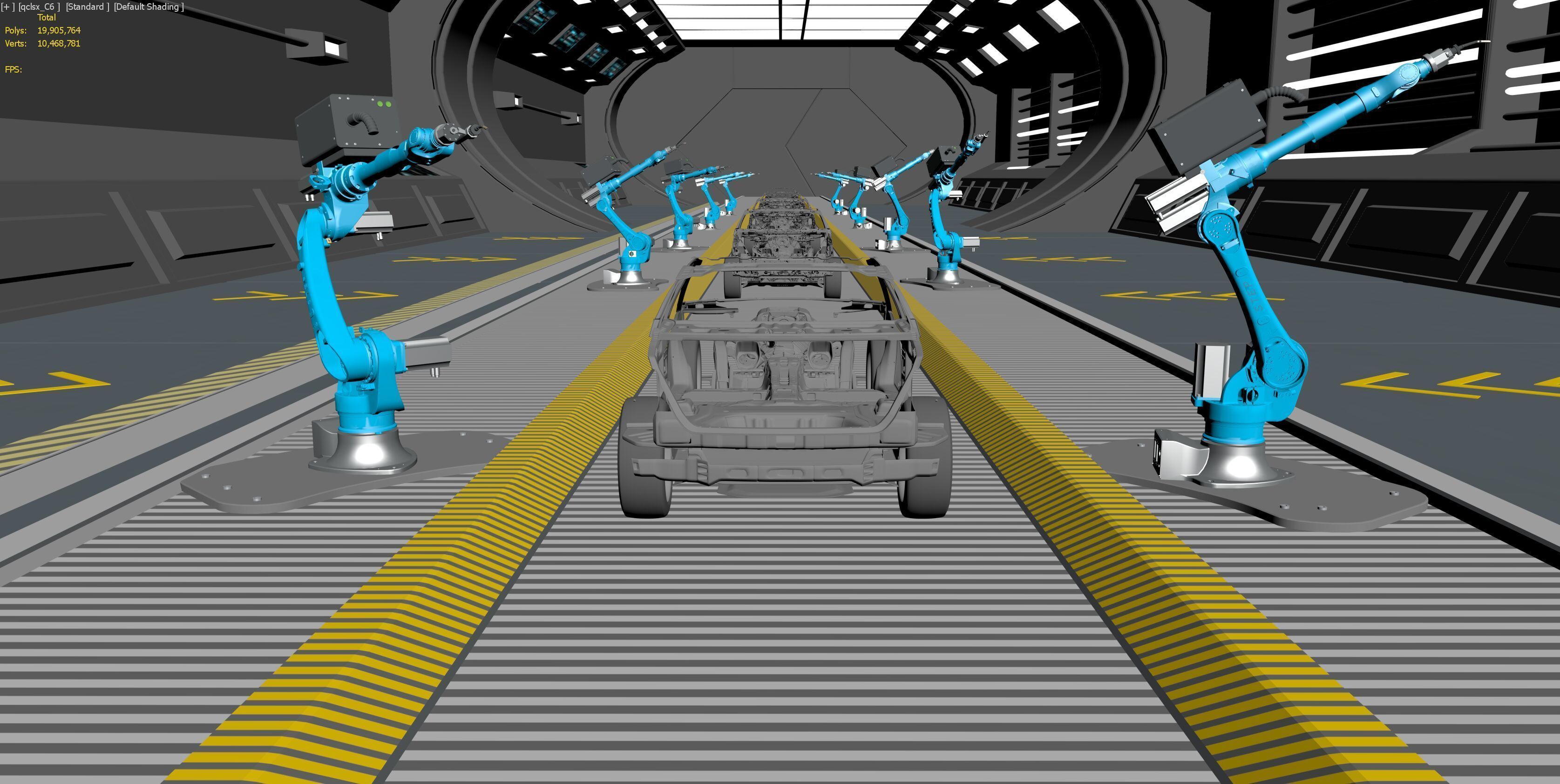 Automobile production line 3D model animated rigged | CGTrader