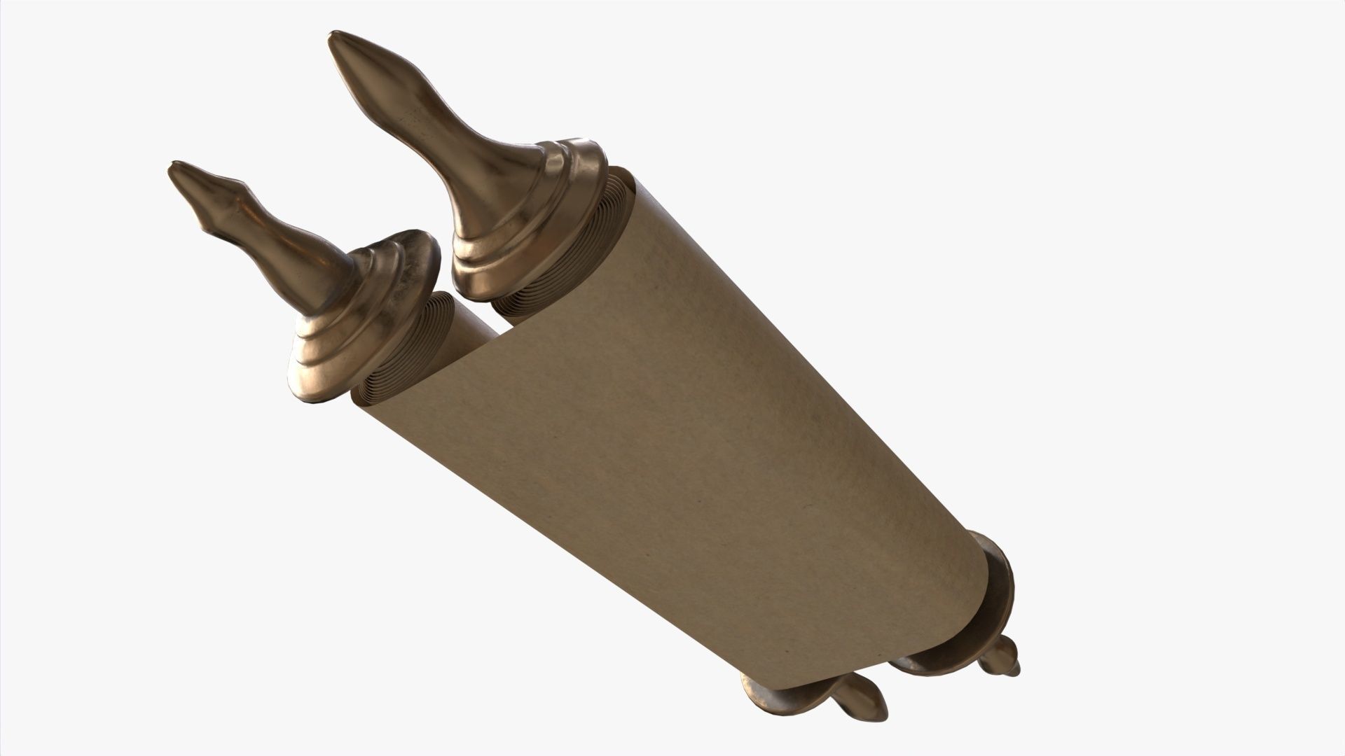 Ancient Scroll With Metal Rods blank 03 3D model | CGTrader