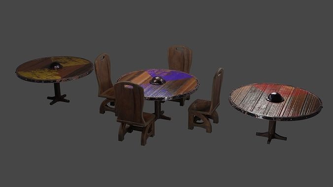Tables and chairs for a medieval tavern 3D model | CGTrader