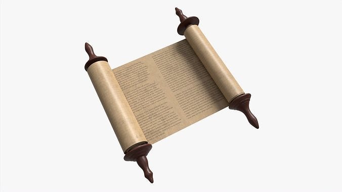 Ancient Scroll With Wooden Rods Old text 01 3D model | CGTrader
