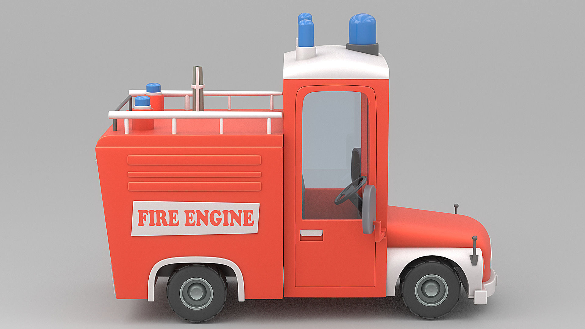 3D model Cartoon Fire Engine VR / AR / low-poly | CGTrader