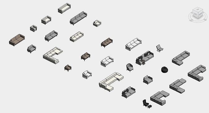 Sofa Pack Revit Family Interior 3D model | CGTrader