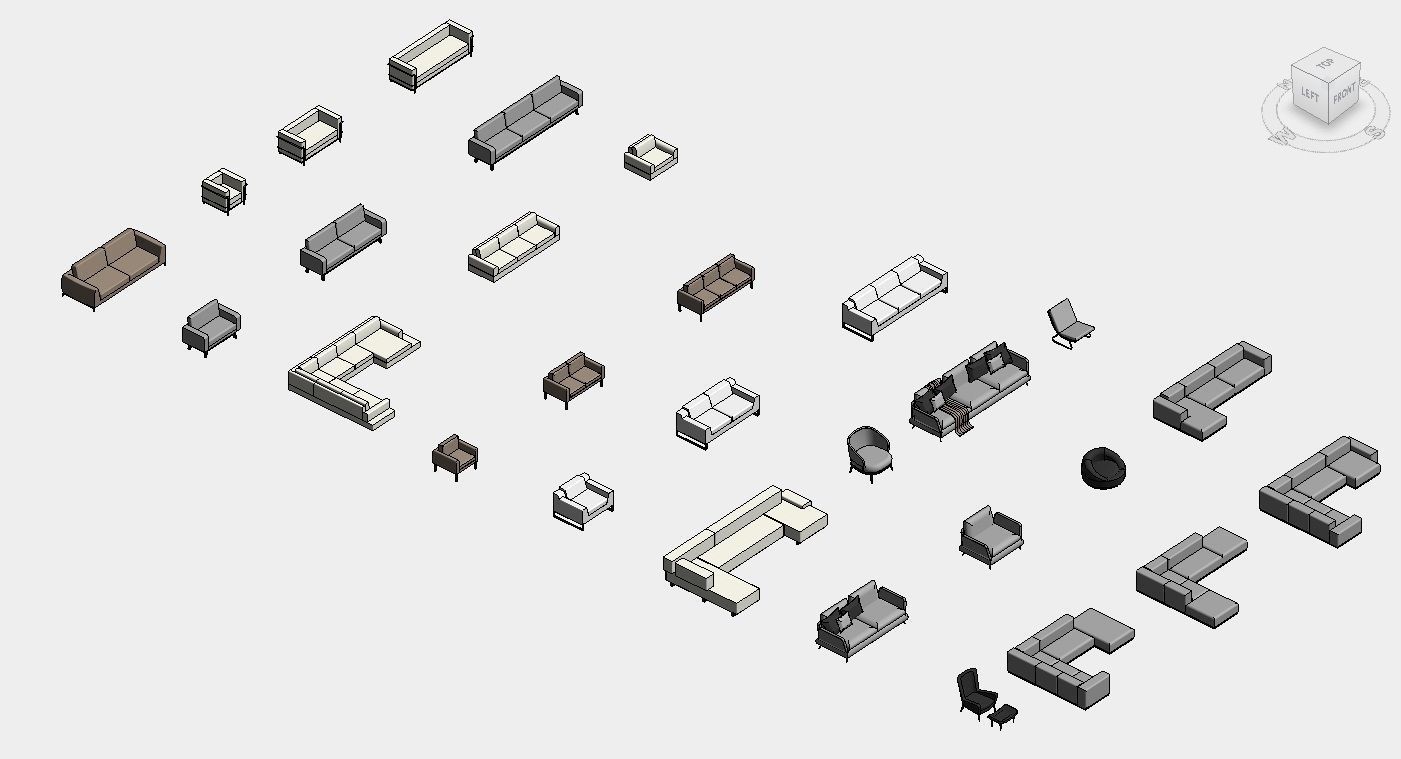 Sofa Pack Revit Family Interior 3D model | CGTrader