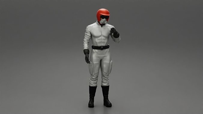 Drag Racing driver standing in a gas mask 3D model 3D printable | CGTrader