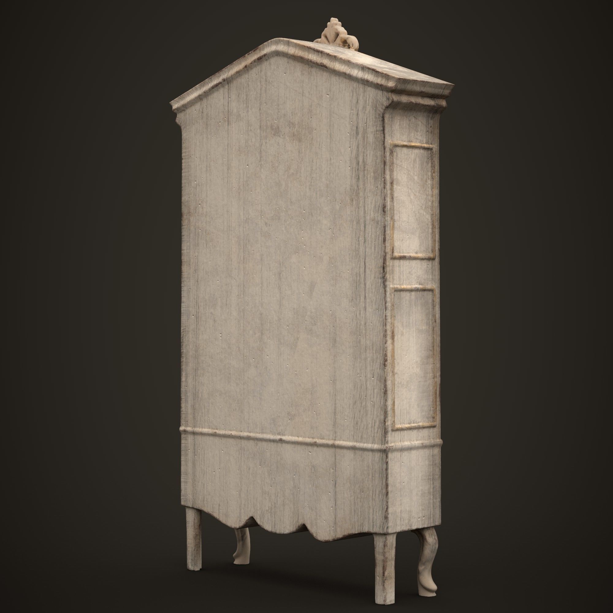 ANTIQUE WARDROBE - VINTAGE CLOSET - RUSTIC - FRENCH ROCOCO STYLE 3D ...