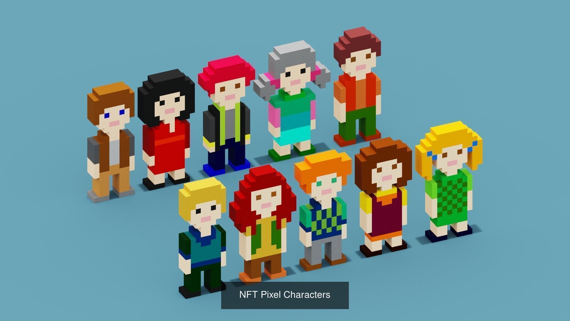 Pixel Character Pack 3D Model Collection | CGTrader