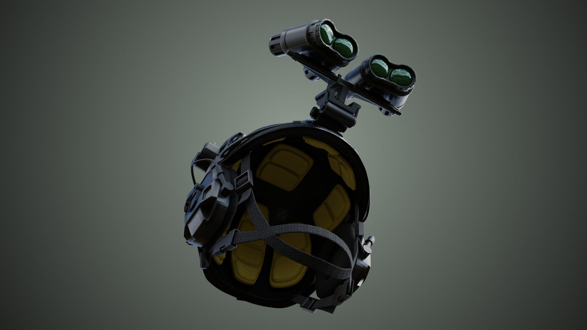 3D model Military Combat helmet with headset and goggles VR / AR / low ...