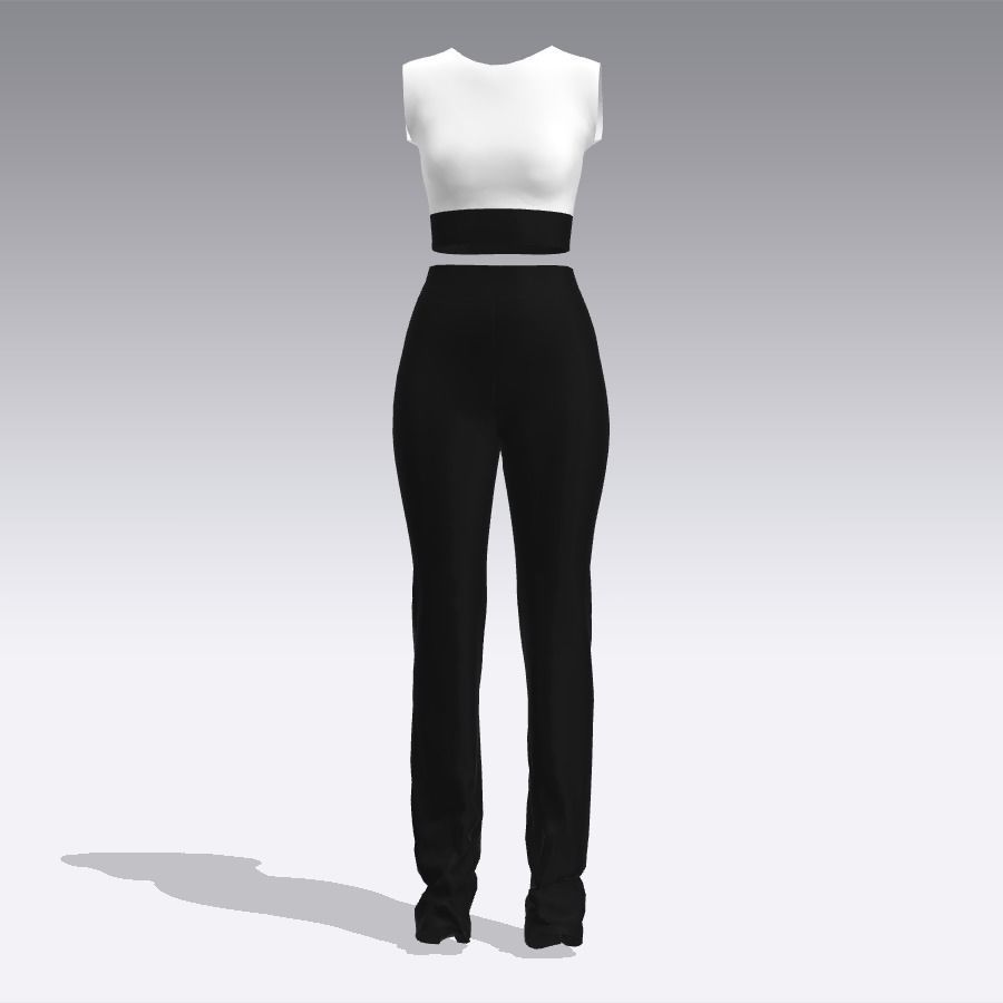 two pieces black and white color 3D model | CGTrader