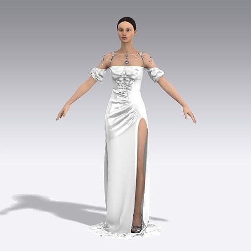 wide collar low slevee draped slit detail 3D model | CGTrader