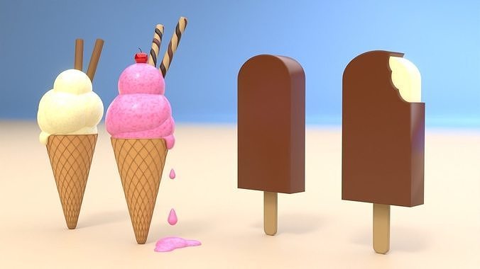 3D model Ice-Cream Low Poly VR / AR / low-poly | CGTrader