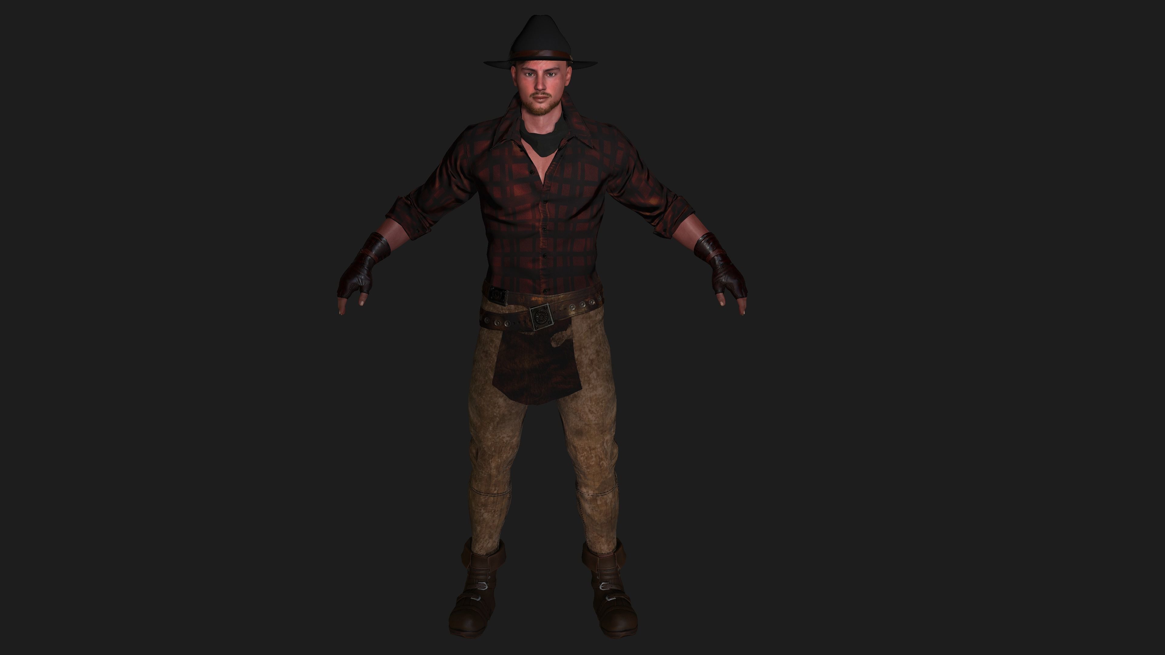 3D model AAA 3D REALISTIC COWBOY CHARACTER 01 - GAME READY RIGGED VR ...