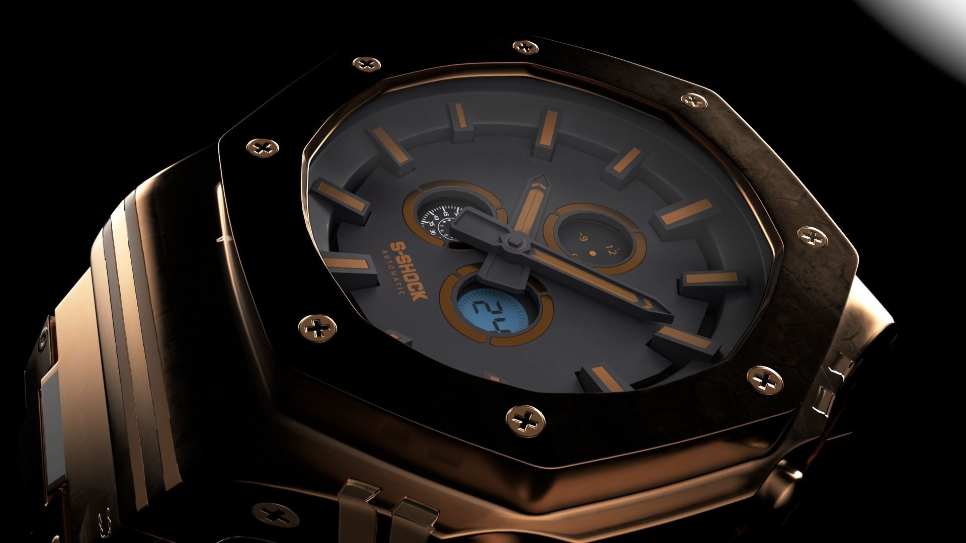 Golden realistic watch 3D model | CGTrader