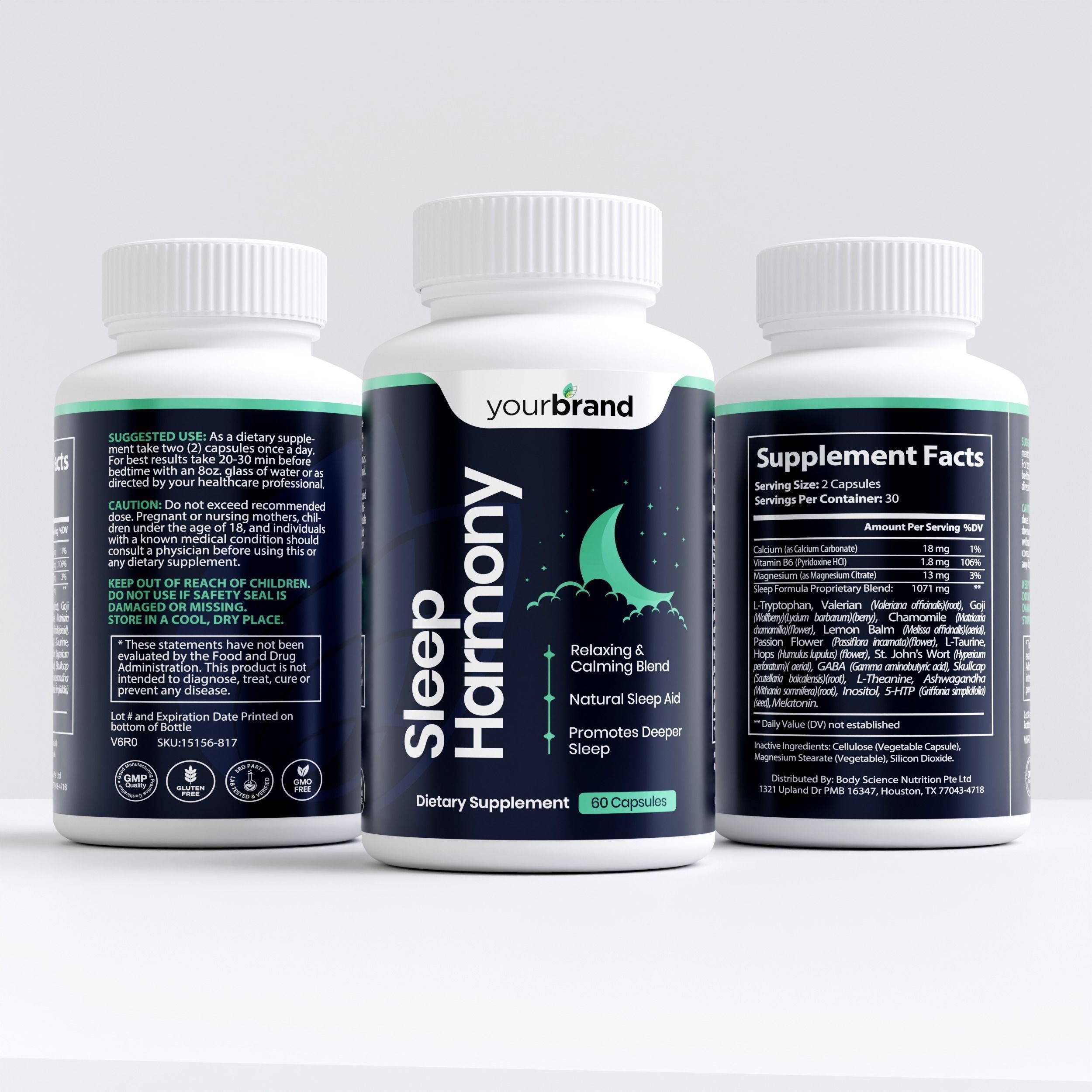 Dietary Supplement Bottle Packaging with Label Design 3D model | CGTrader