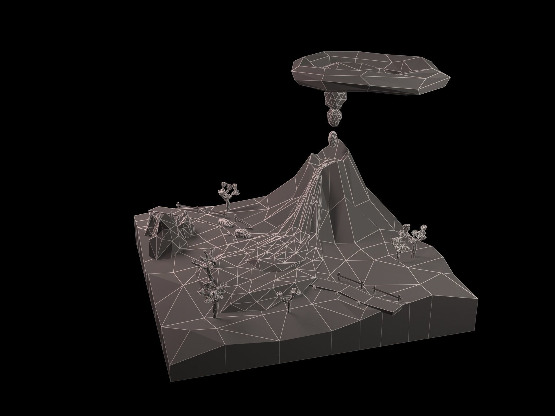 3D model Low poly landscape volcano with lava VR / AR / low-poly | CGTrader