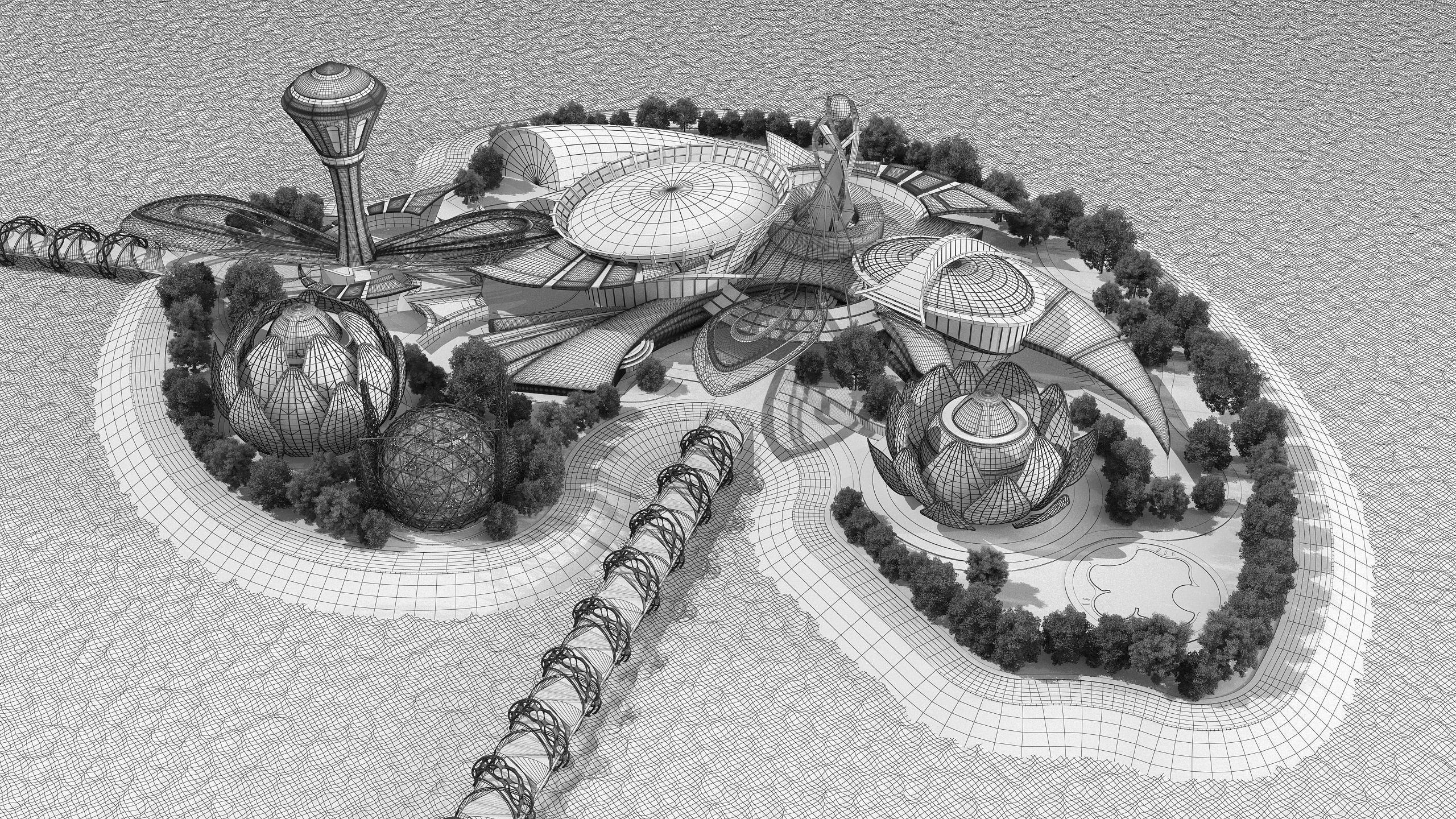 0077 - Future City Island 01 - 2D Drawing - 3D Files 3D model | CGTrader