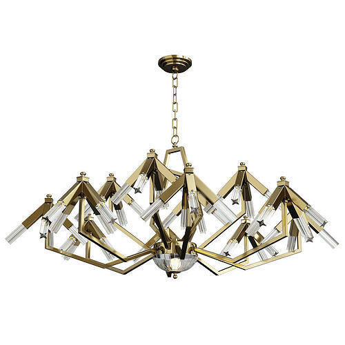 3D model ELTON modern chandelier in brass and glass VR / AR / low-poly ...