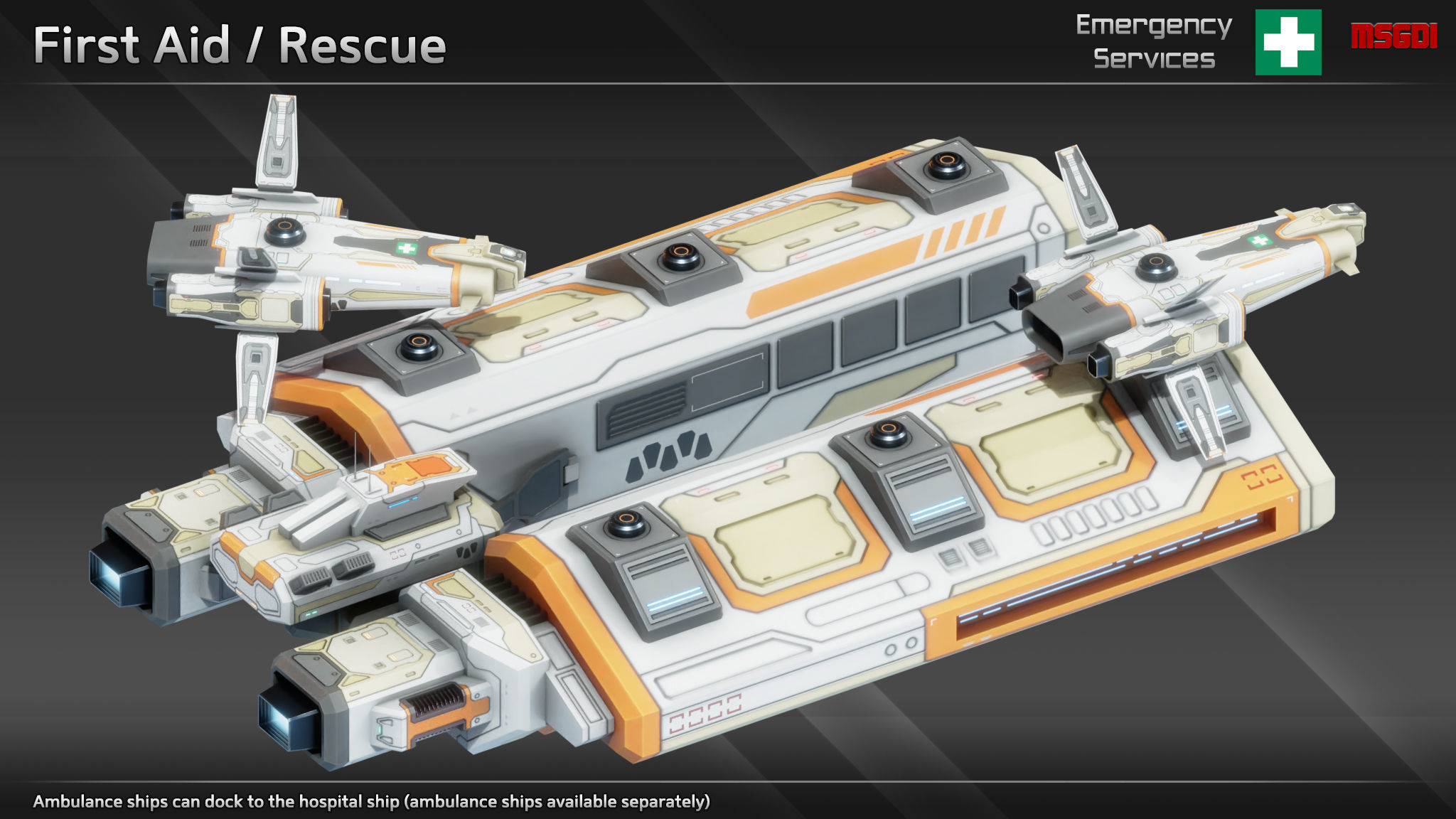 3D model Spaceship ES45 Hospital Ship VR / AR / low-poly | CGTrader