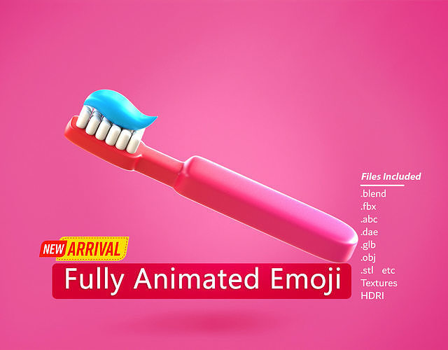 3D model Toothbrush Emoji new Animated VR / AR / low-poly | CGTrader