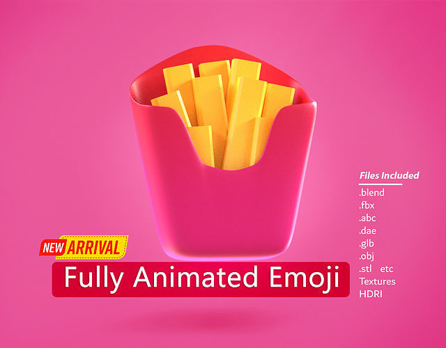 3D model French fries Emoji new Animated VR / AR / low-poly | CGTrader